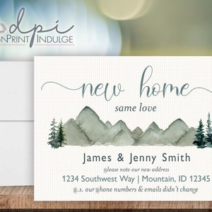 Mountain New Address Announcement Card Mountain Change of - Etsy