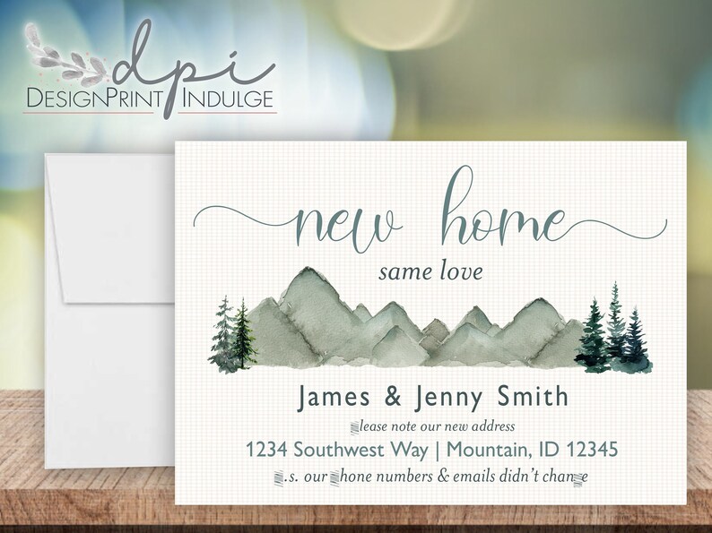 Mountain New Address Announcement Card Mountain Change of - Etsy