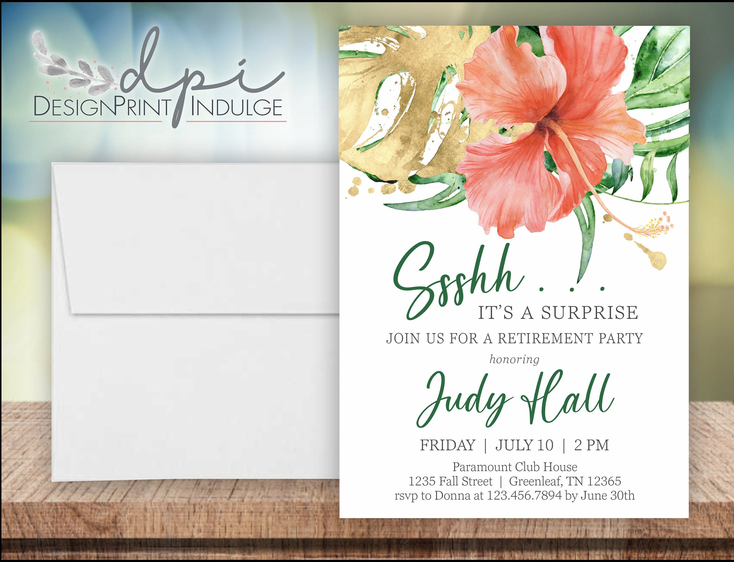 Tropical Retirement Invitations Card Tropical Invite Card - Etsy