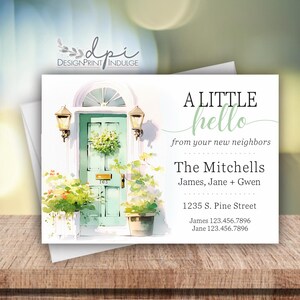 New Neighbor Introduction Cards, a Little Hello Front Door New to the ...
