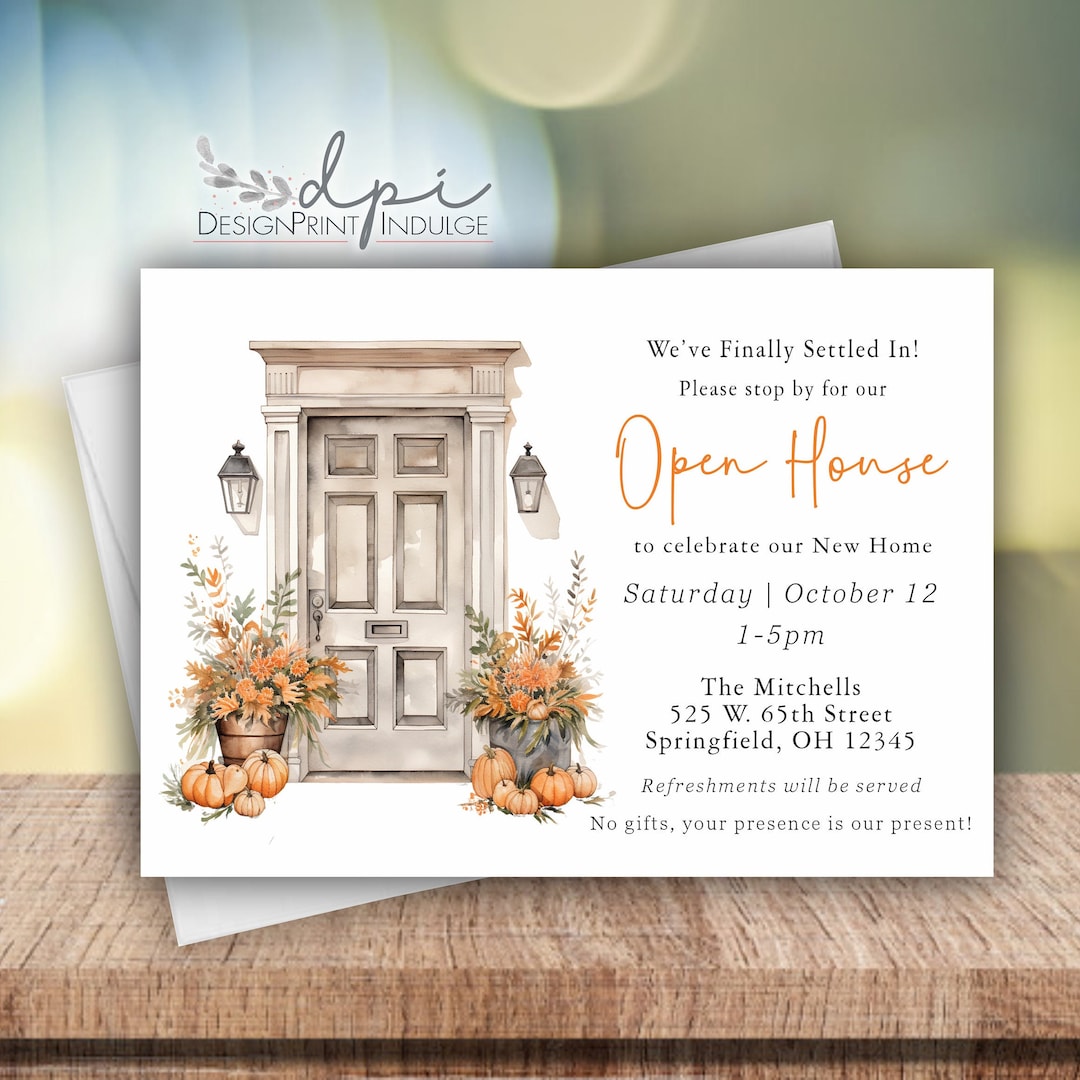 Fall Open House Invite, Autumn Open House Invitations, Fall Harvest ...