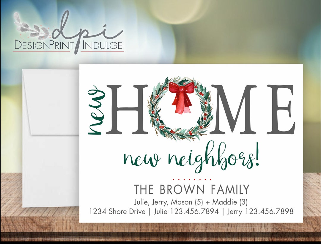 Holiday Wreath New Neighbors Cards, Holiday Wreath We're Your New ...