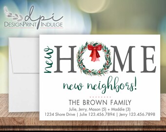 Merry Christmas We're New to the Neighborhood Introduction Cards ...