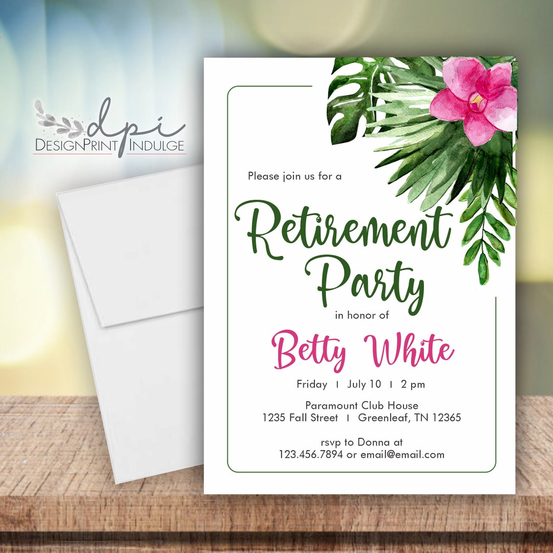 Tropical Retirement Party Invitation, Retirement Invitation, Retirement ...