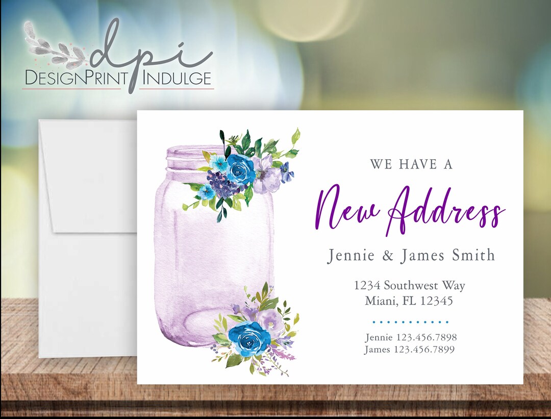 New Address Announcement Moving Card, Jar Floral Change of Address ...