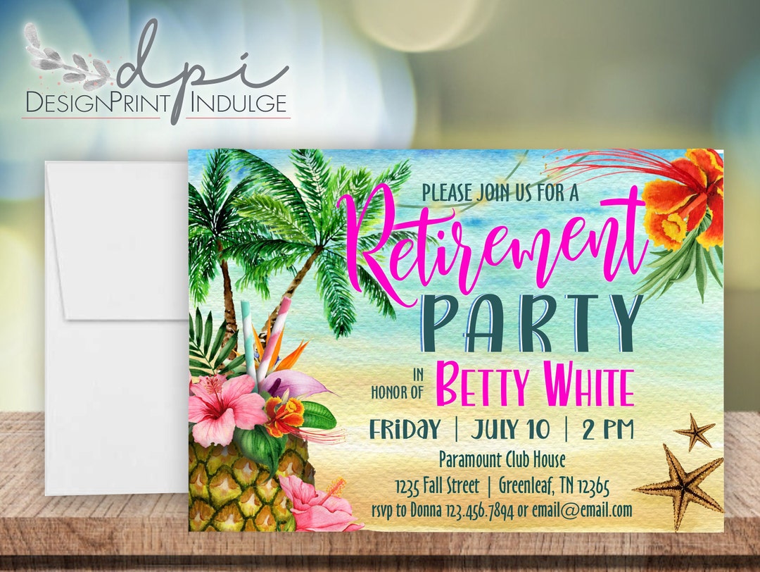 Tropical Retirement Party Invitation, Retirement Party Invite ...