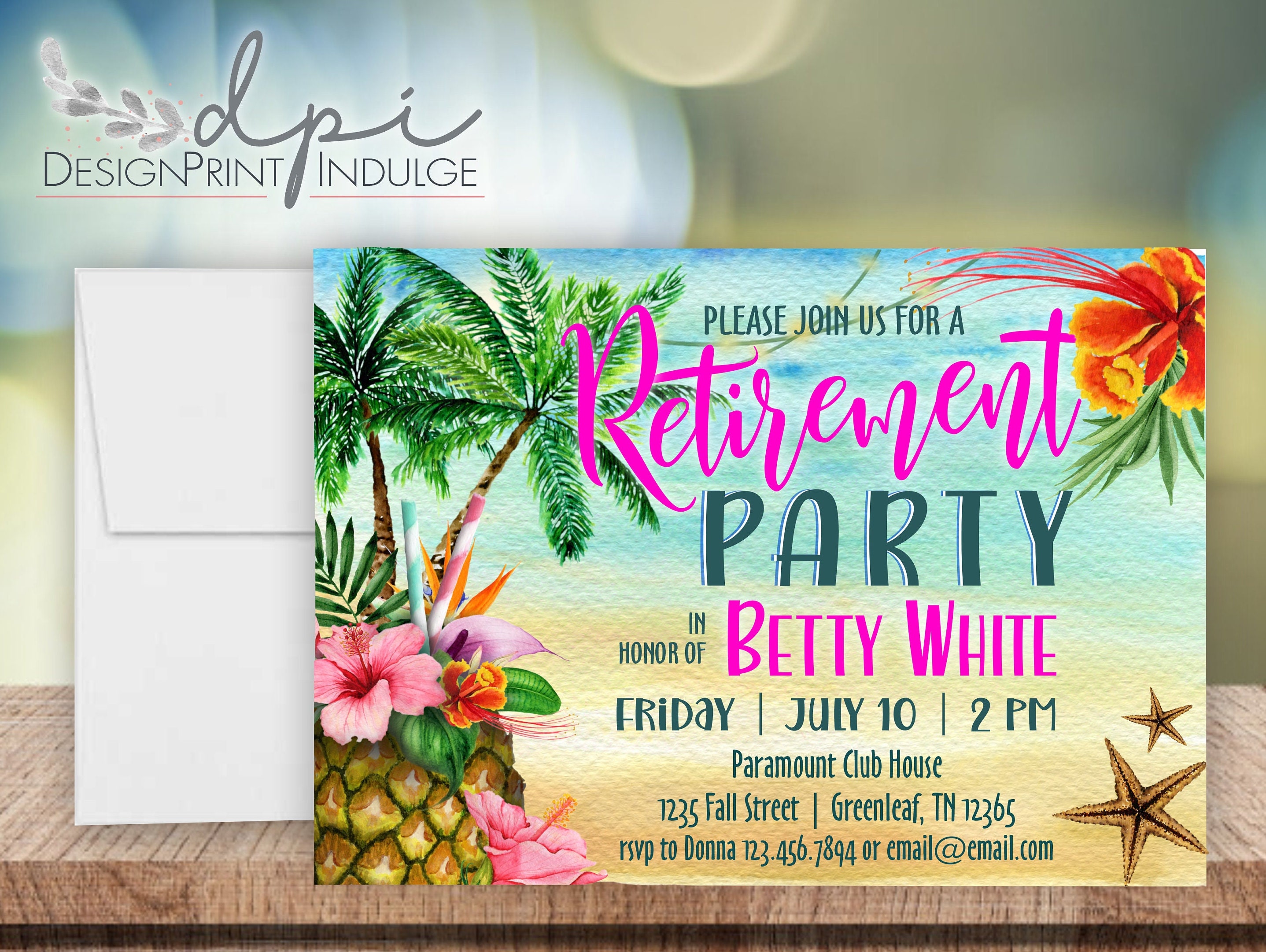 Tropical Retirement Party Invitation Retirement Party Invite - Etsy