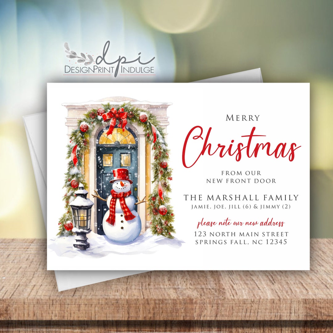 Christmas Moving Announcement Card: Snowman Holiday Address (printed W ...