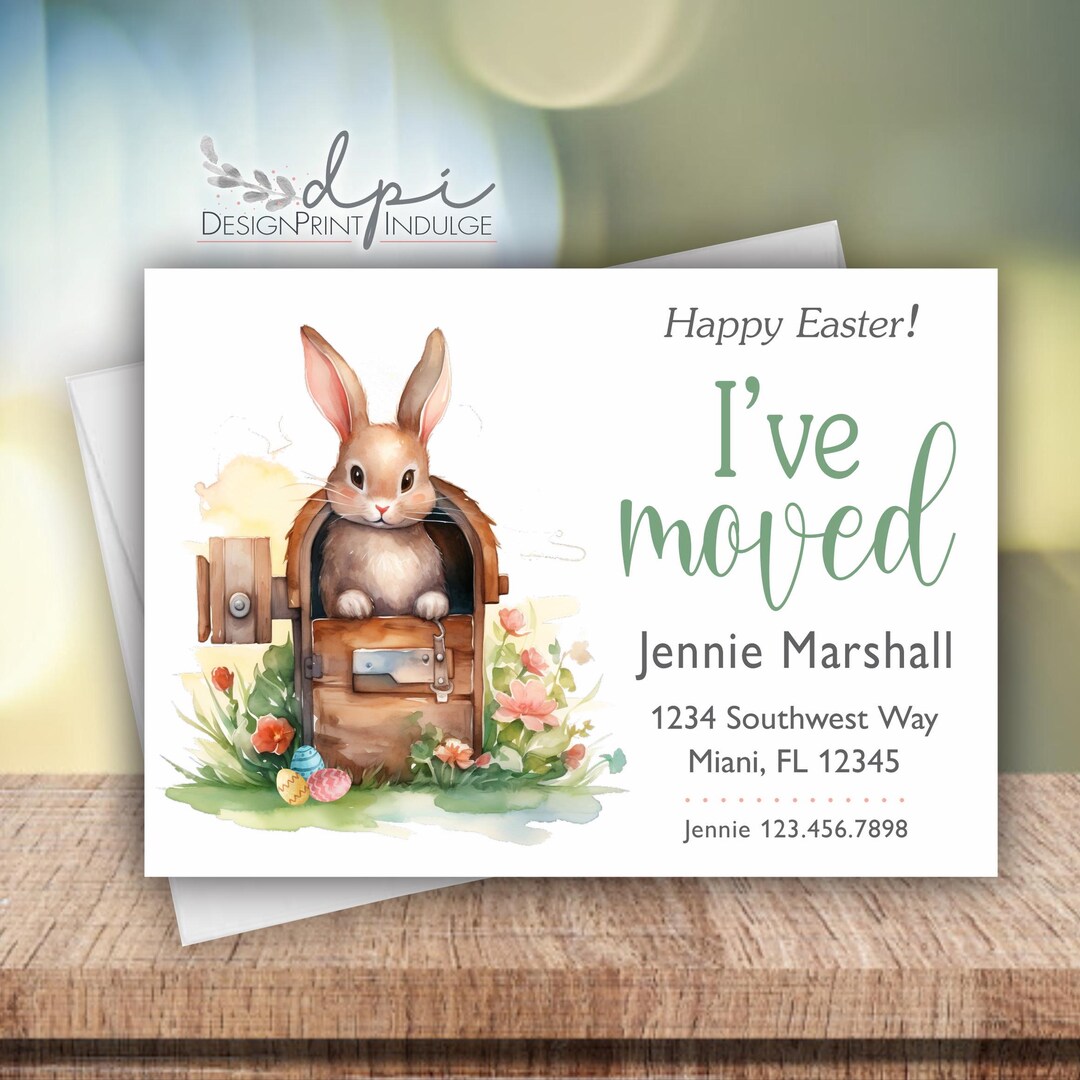 Easter Moving Announcements, Bunny New Address Cards, Happy Easter From ...