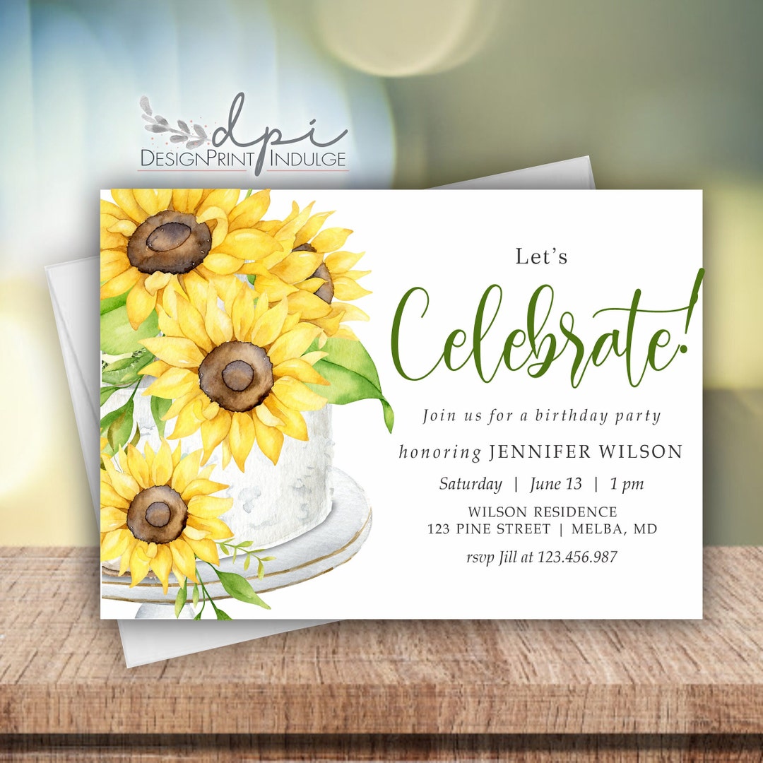 Sunflower Birthday Party Invitation: Custom Wording (digital or Printed ...