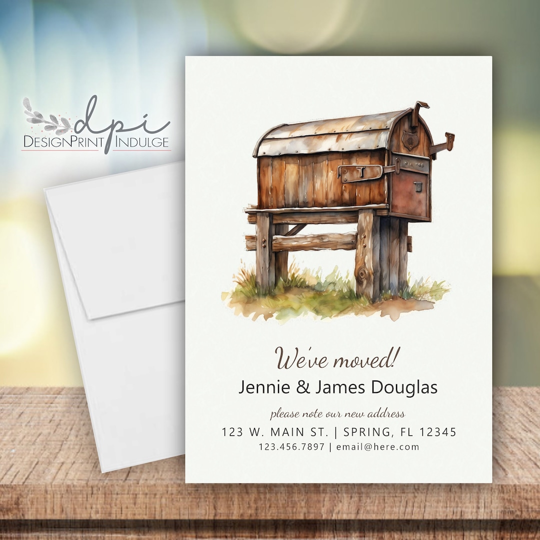 Mailbox Moving Announcement, Change of Address Card, New Address, I or ...