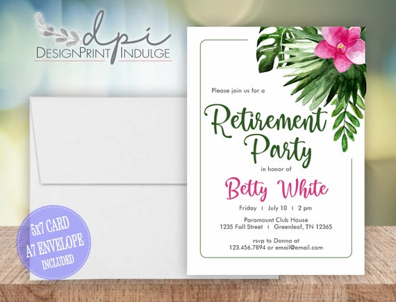 Tropical Retirement Party Invitation Retirement Invitation | Etsy