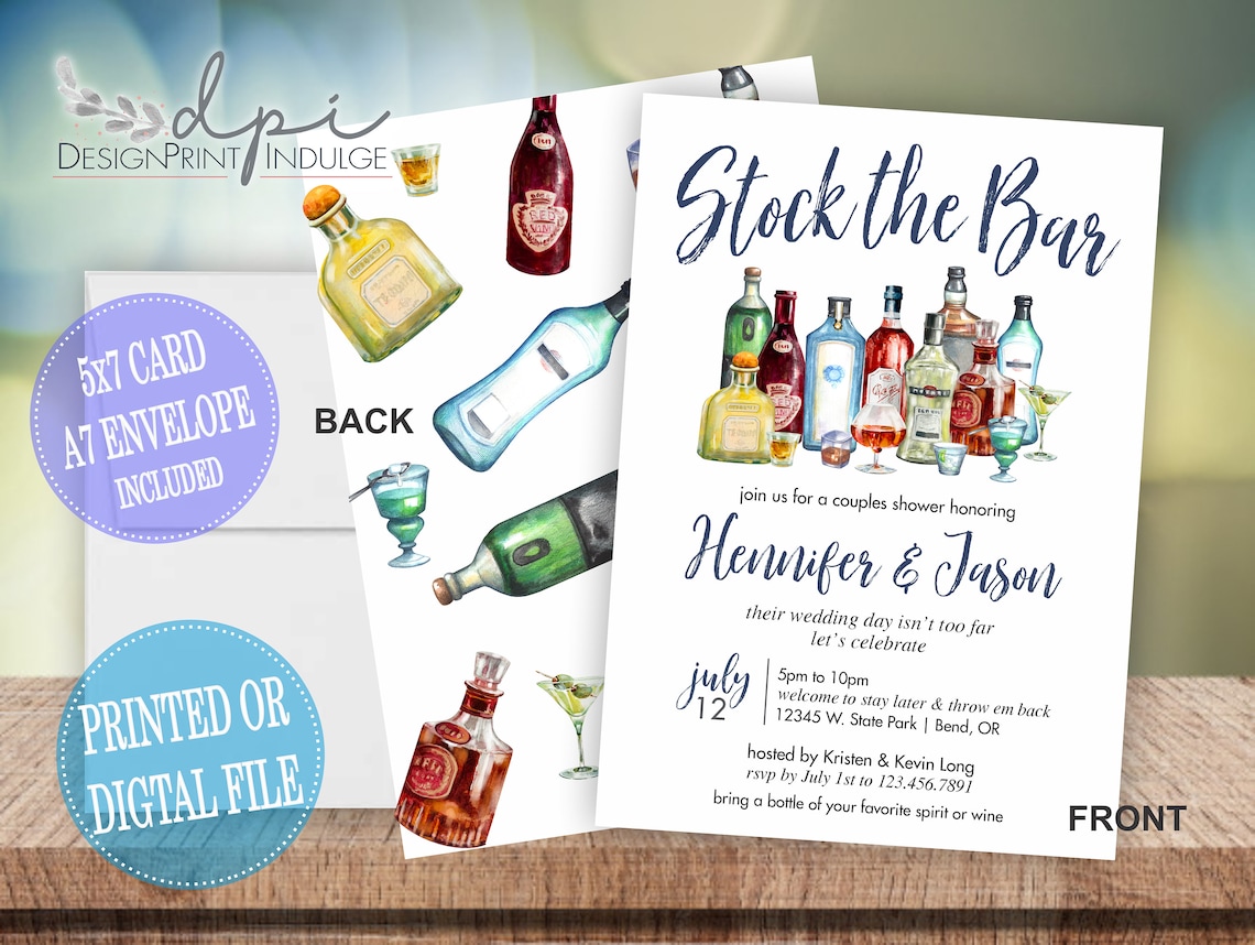 Stock the Bar Shower Invitation: Co-ed Couples Shower, Customizable ...