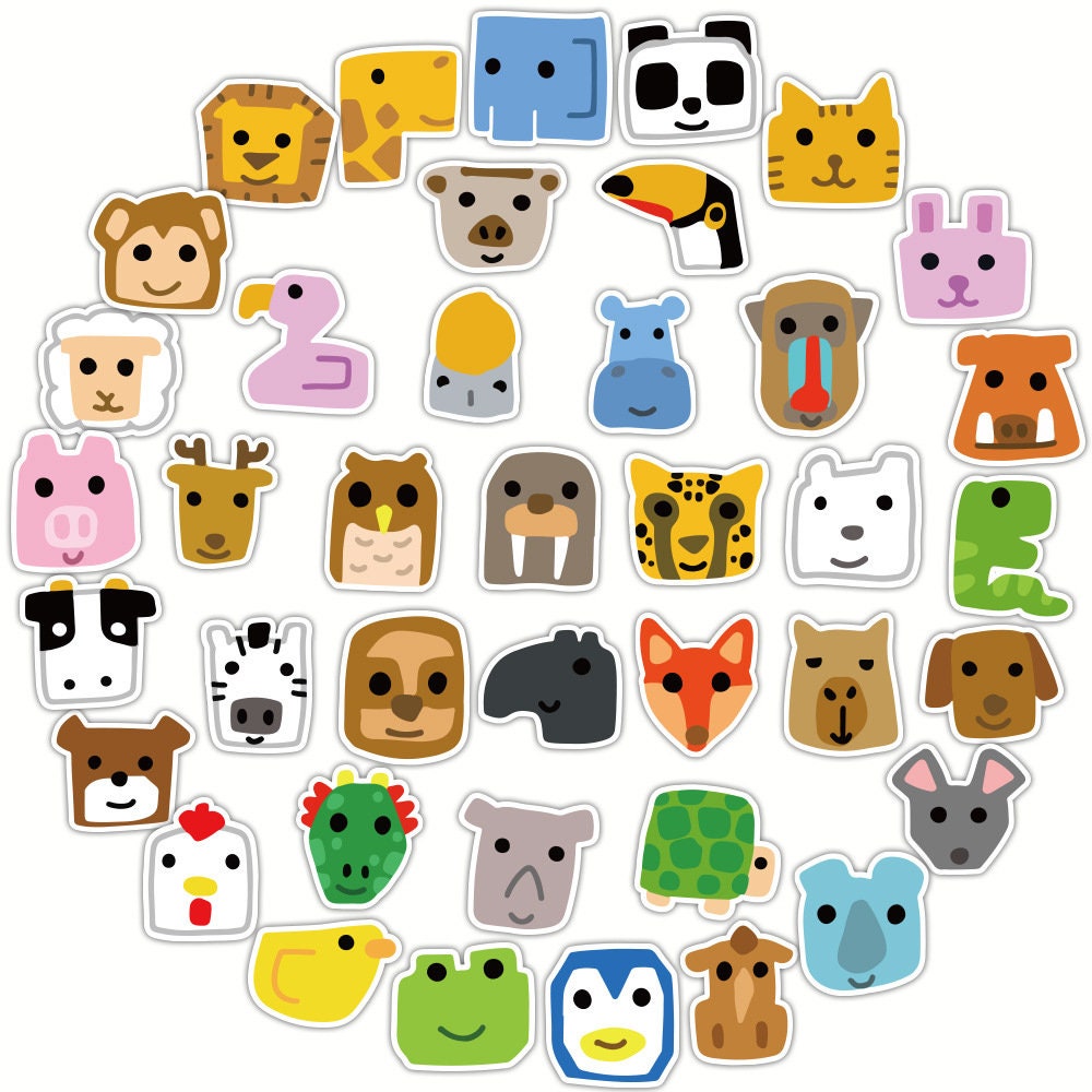 Pack of 25 Vinyl Fun Animal Stickers Die Cut Decal Set | Etsy