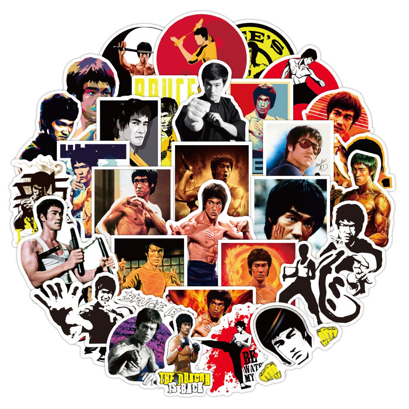 Pack of 25 or 50 Vinyl Bruce Lee Stickers Die Cut Decal Set | Etsy
