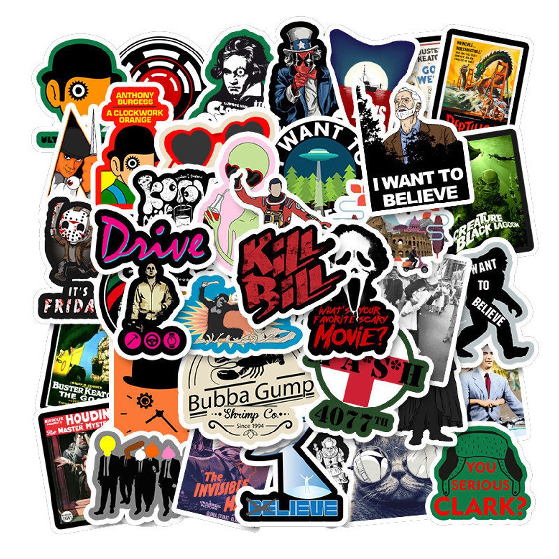 Pack of 25 Vinyl Classic Movie Stickers Die Cut Decal Set | Etsy