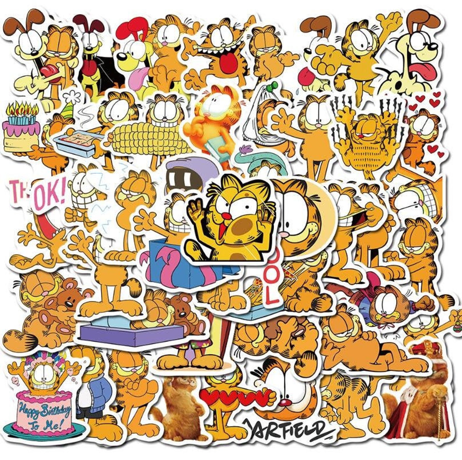 Pack of 25 or 50 Vinyl Garfield Stickers Die Cut Decal Set | Etsy
