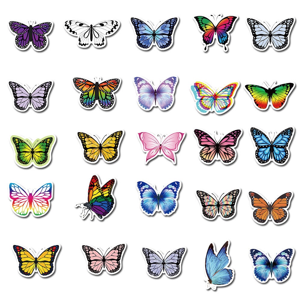 Pack of 25 or 50 Vinyl Butterfly Stickers Die Cut Decal Set | Etsy Pack of 25 or 50 Vinyl Butterfly Stickers Die Cut Decal Set | Etsy