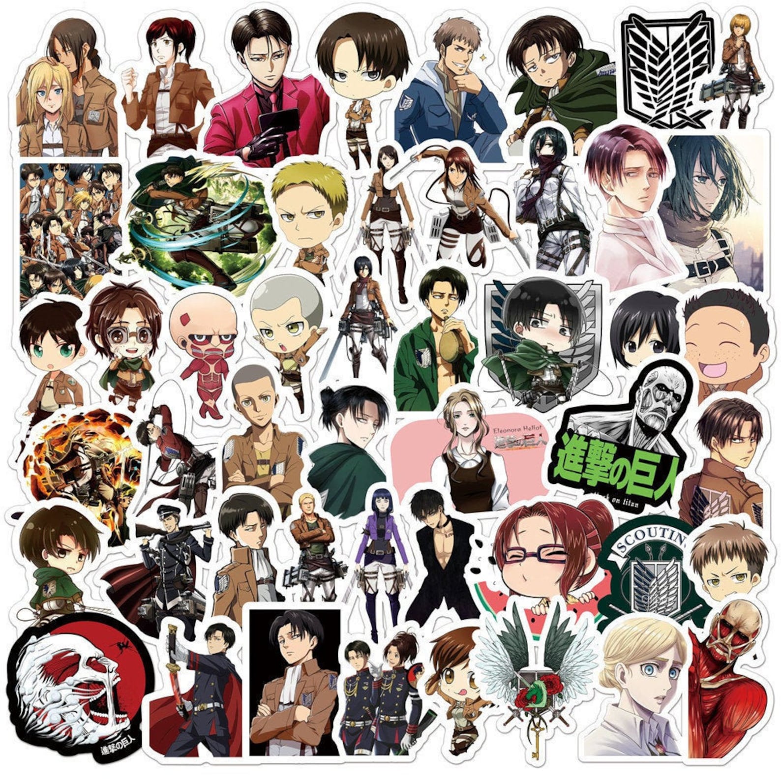 Pack of 25 or 50 Vinyl Attack on Titan Stickers Die Cut | Etsy