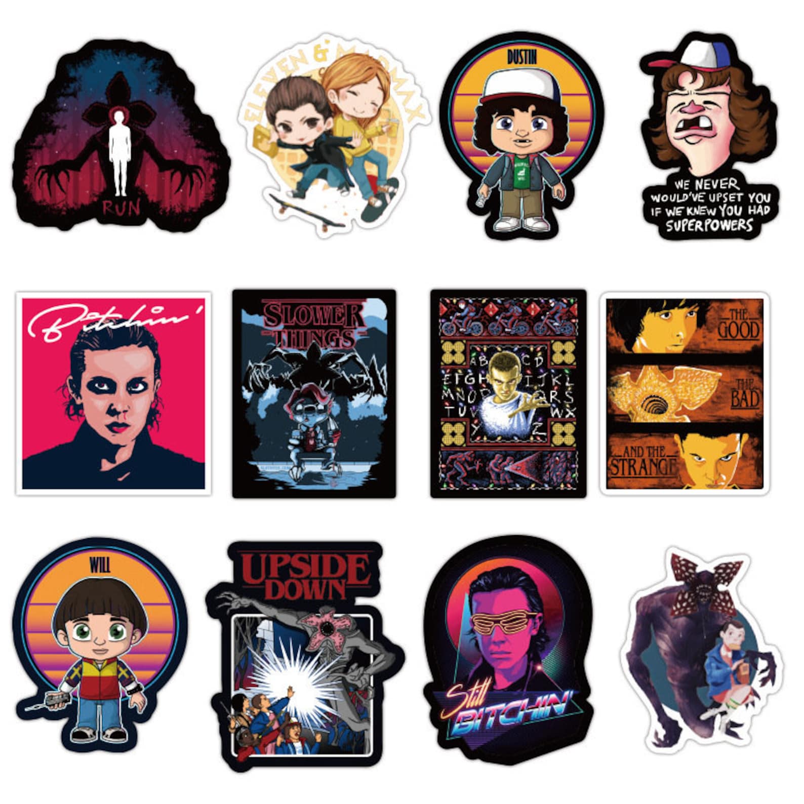 Pack of 25 or 50 Vinyl Stranger Things Stickers Die Cut | Etsy Pack of 25 or 50 Vinyl Stranger Things Stickers Die Cut | Etsy