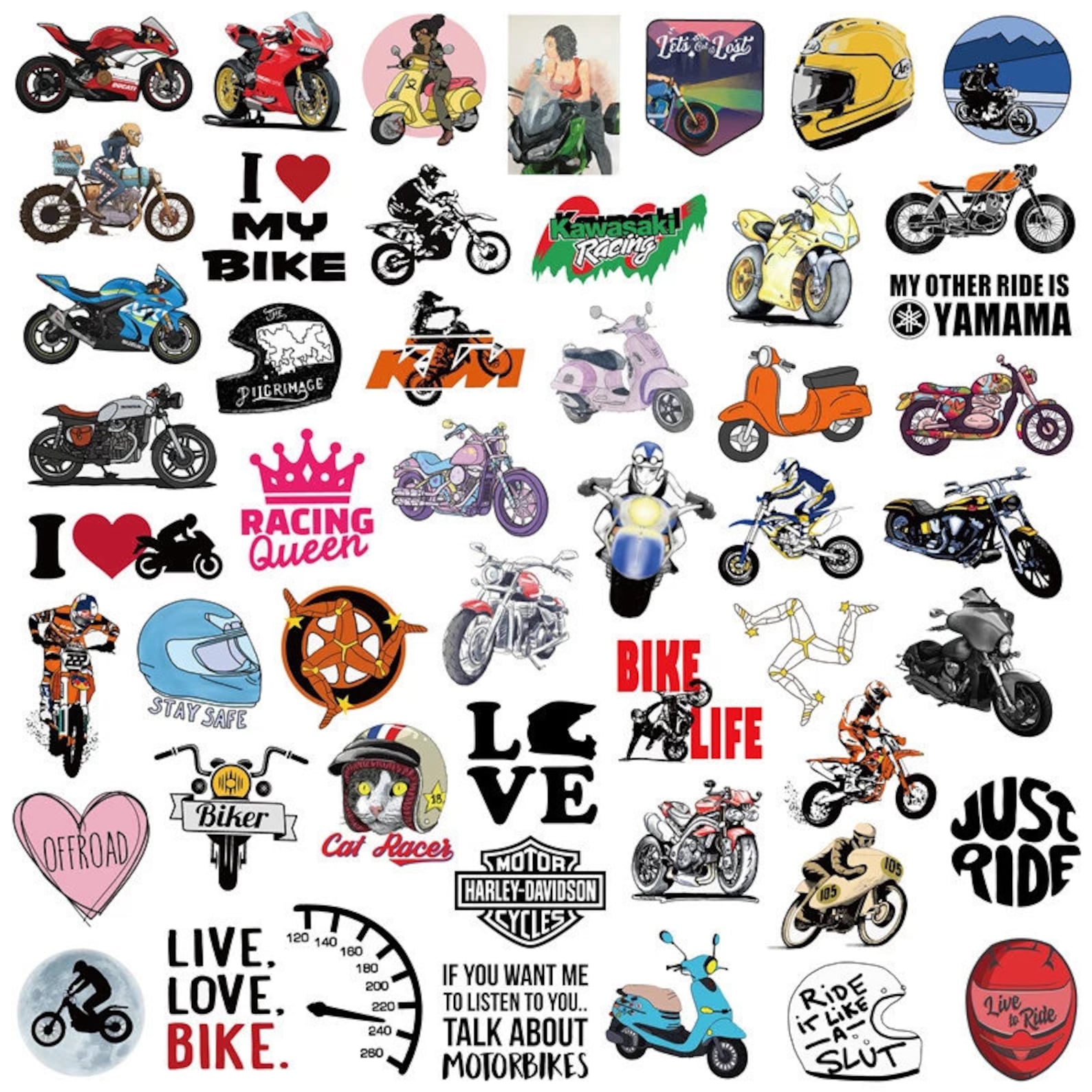 Pack de 25 pegatinas de moto de vinilo / Die Cut Calcomanía | Etsy