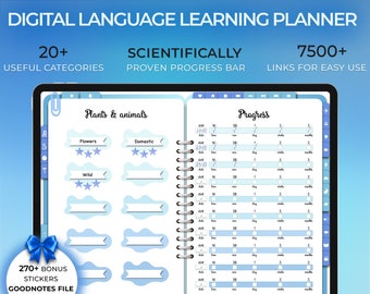 Language Learning Planner, Rainbow Planner, Study Notebook, Digital ...
