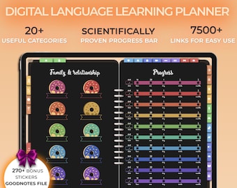 Language Learning Planner, Rainbow Planner, Study Notebook, Digital ...