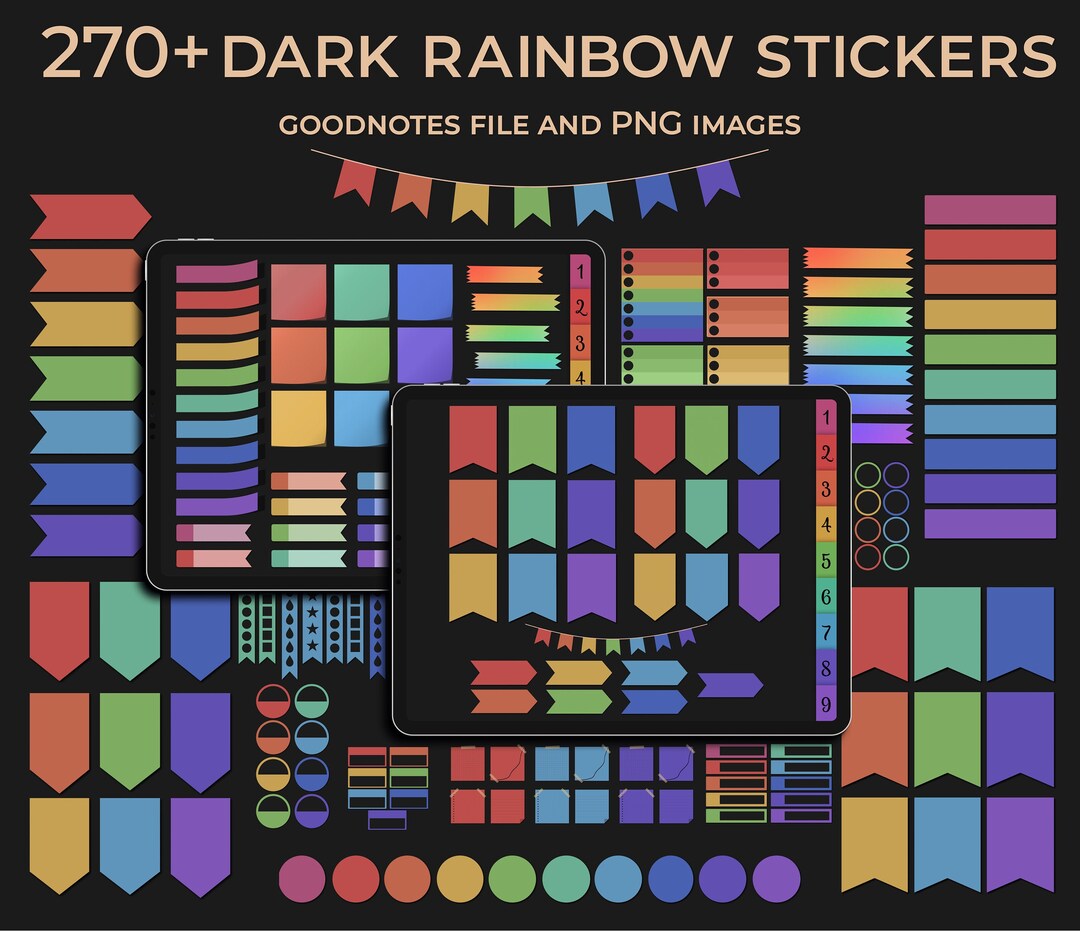 Digital Stickers, Dark Mode Stickers Set, iPad Planner, Goodnotes ...