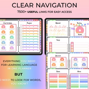 Language Learning Planner, Rainbow Planner, Study Notebook, Digital ...