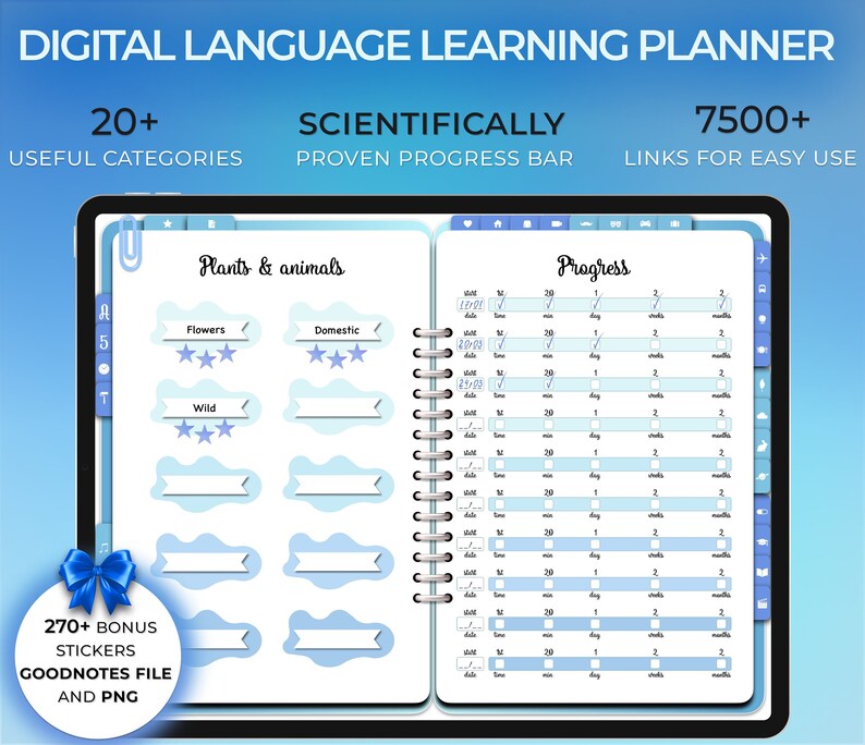 Language Learning Planner, Language Study Notebook, Digital Language ...