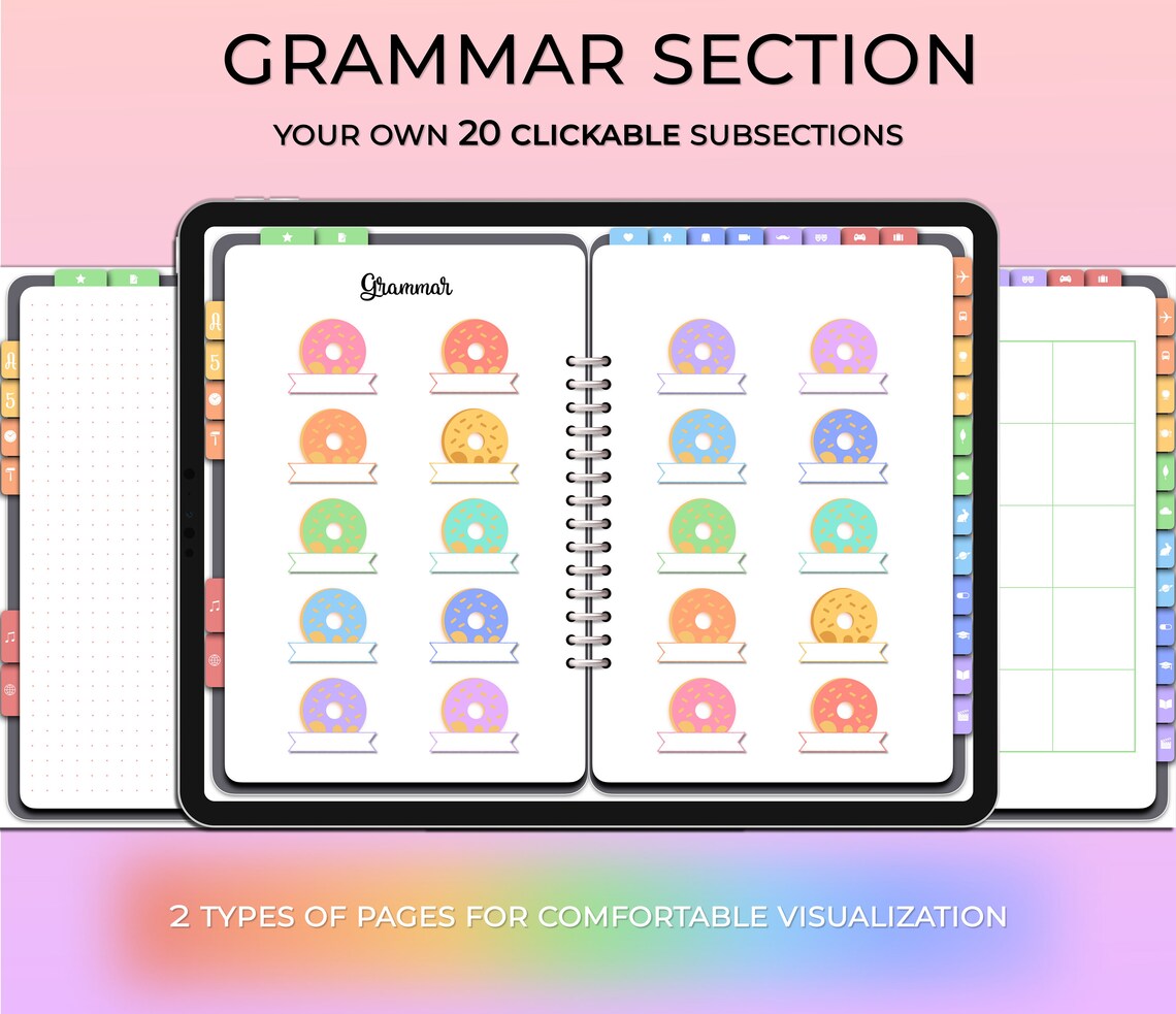 Language Learning Planner, Rainbow Planner, Study Notebook, Digital ...