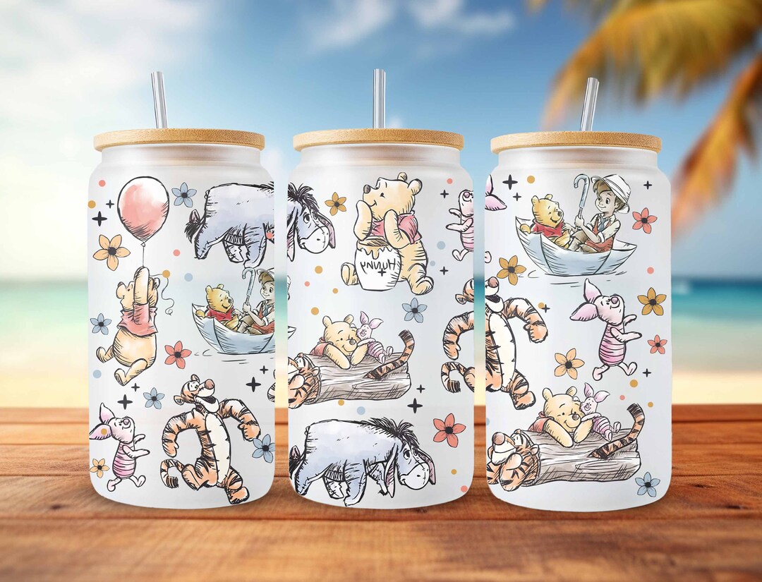Cartoon 16oz Glass Can Wrap, Sublimation Glass Can Wrap, Cartoon Glass ...