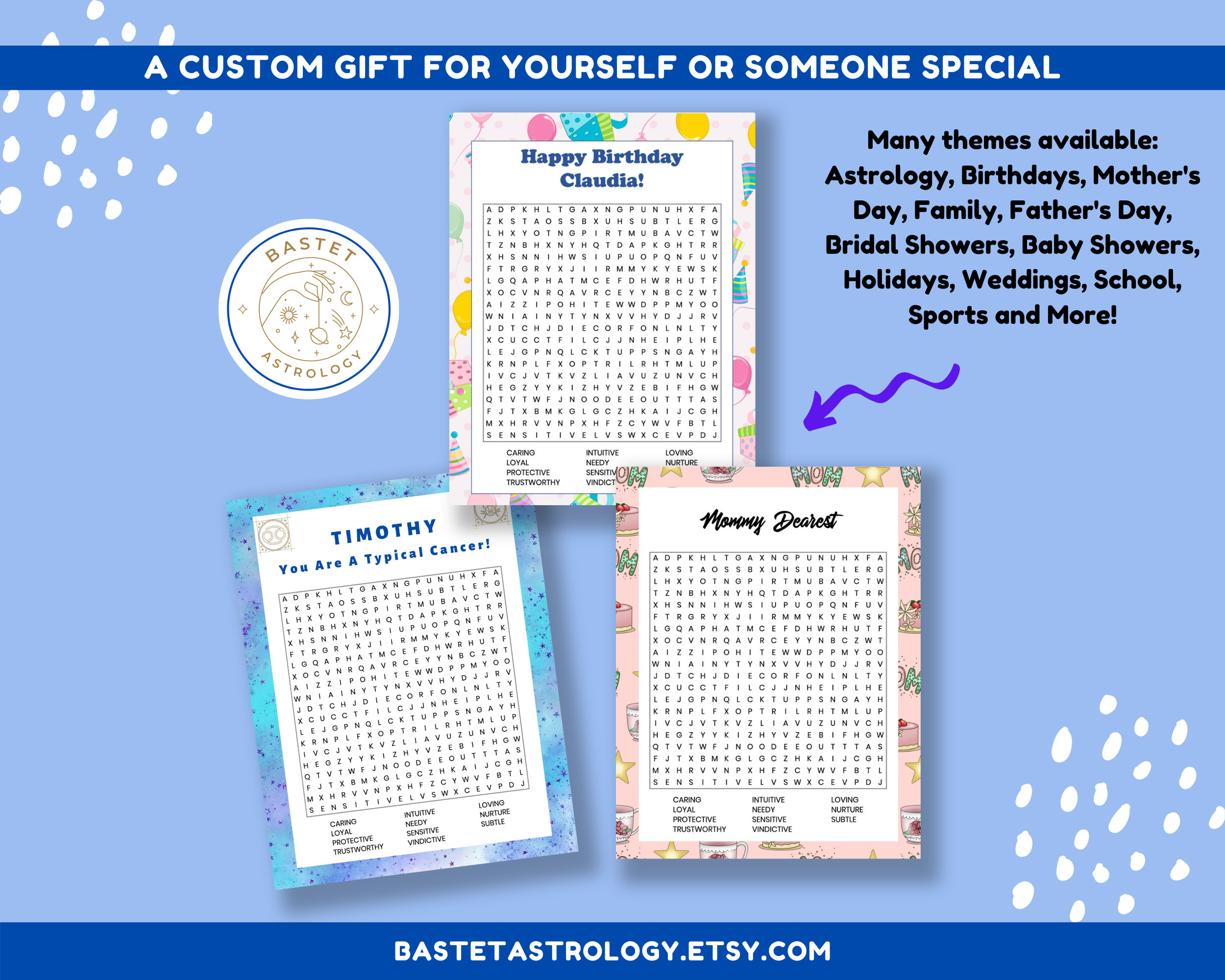 Personalized Word Search Printable PDF | CUSTOM Word Search Game ...