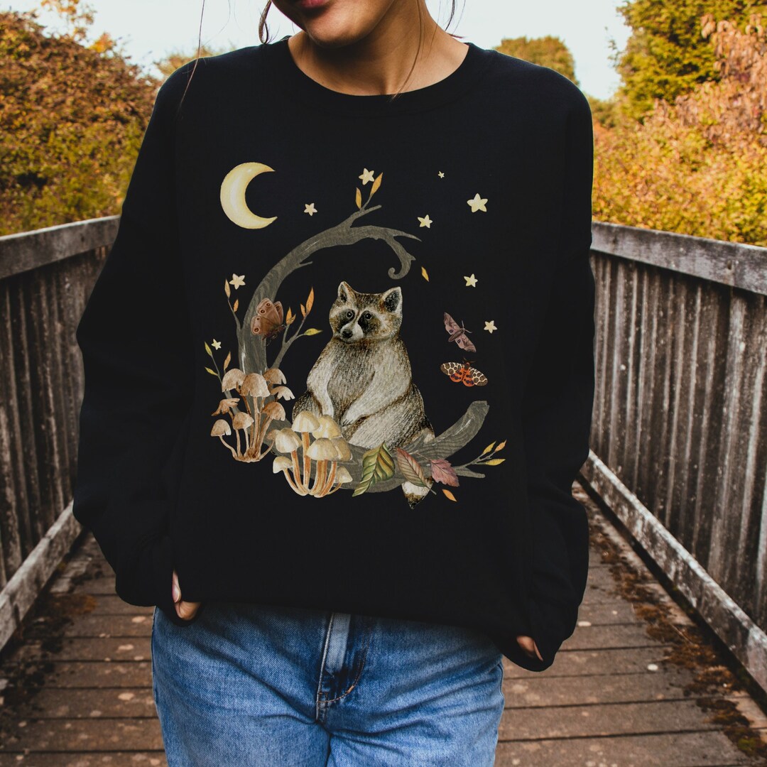Raccoon Sweatshirt Cottagecore Sweatshirt Cottage Core Clothes - Etsy