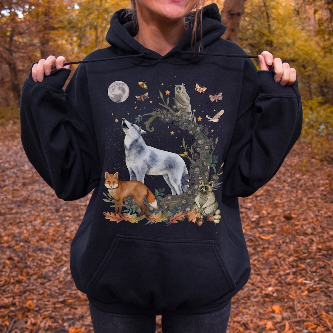 Woodland Animals Hoodie Wolf Hoodie Fox Hoodie Raccoon Hoodie Owl ...