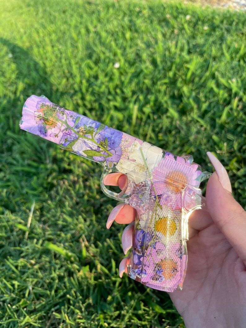 Handmade Resin Art Purple Flower Gun - Etsy