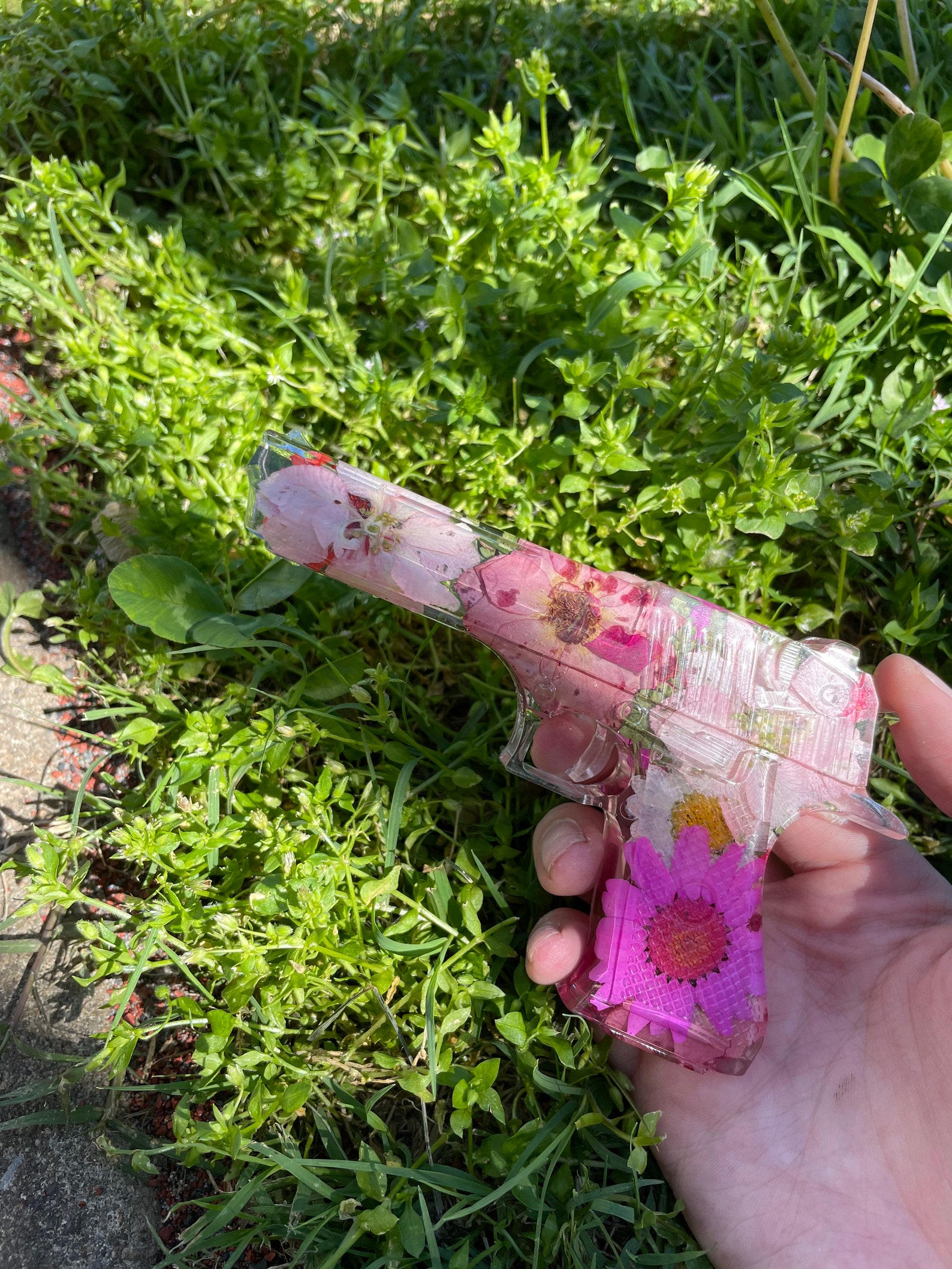 Handmade Resin Art Pink Flower Gun | Etsy