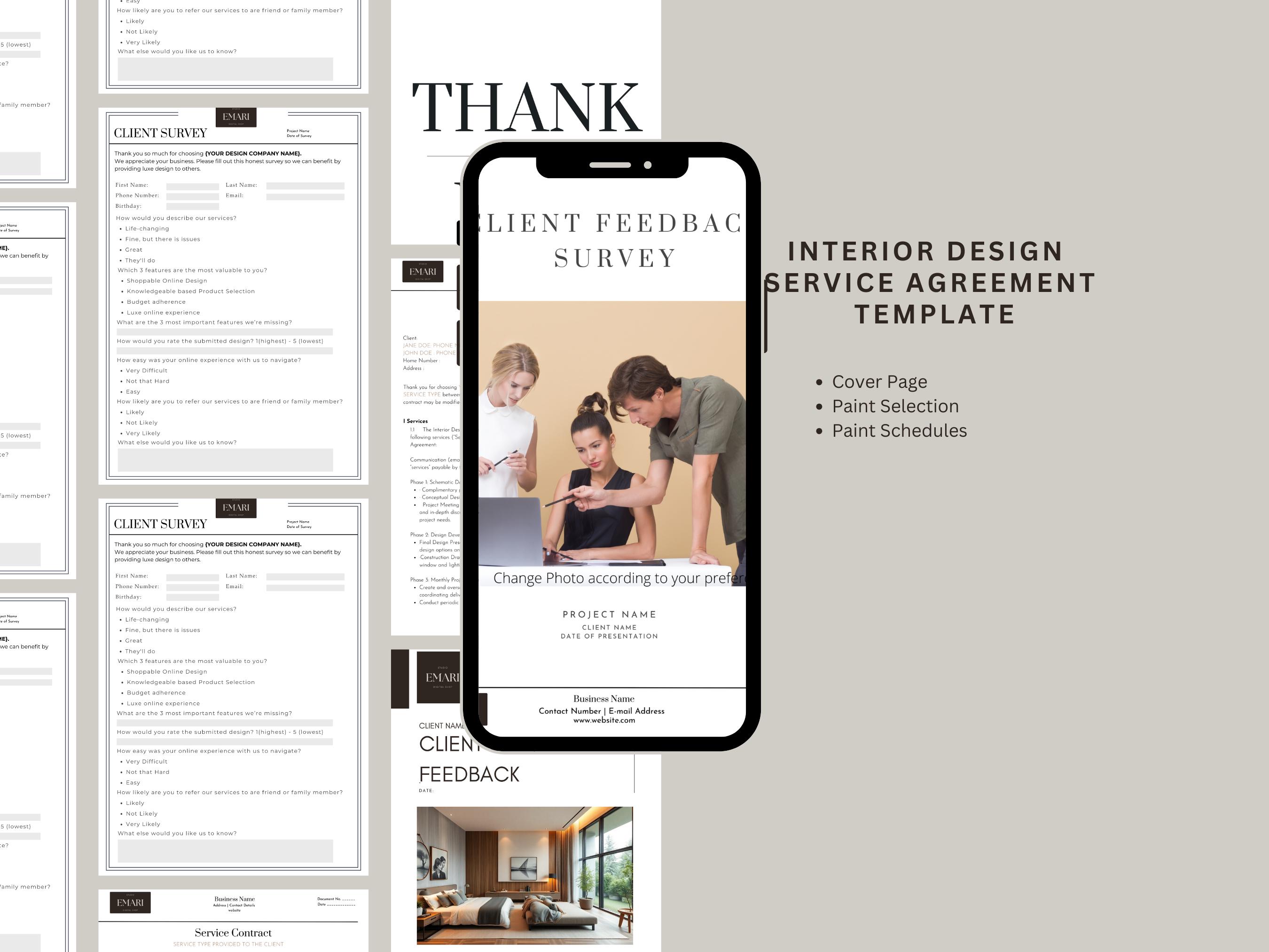 Interior Design Client Feedback Template | End of Project Satisfaction ...
