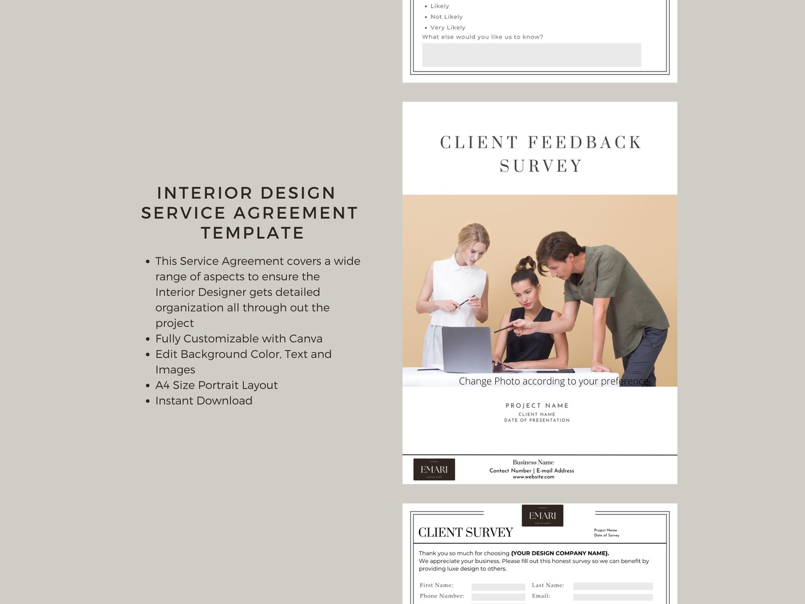 Interior Design Client Feedback Template | End of Project Satisfaction ...