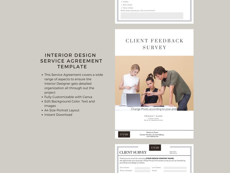 Interior Design Client Feedback Template | End of Project Satisfaction ...