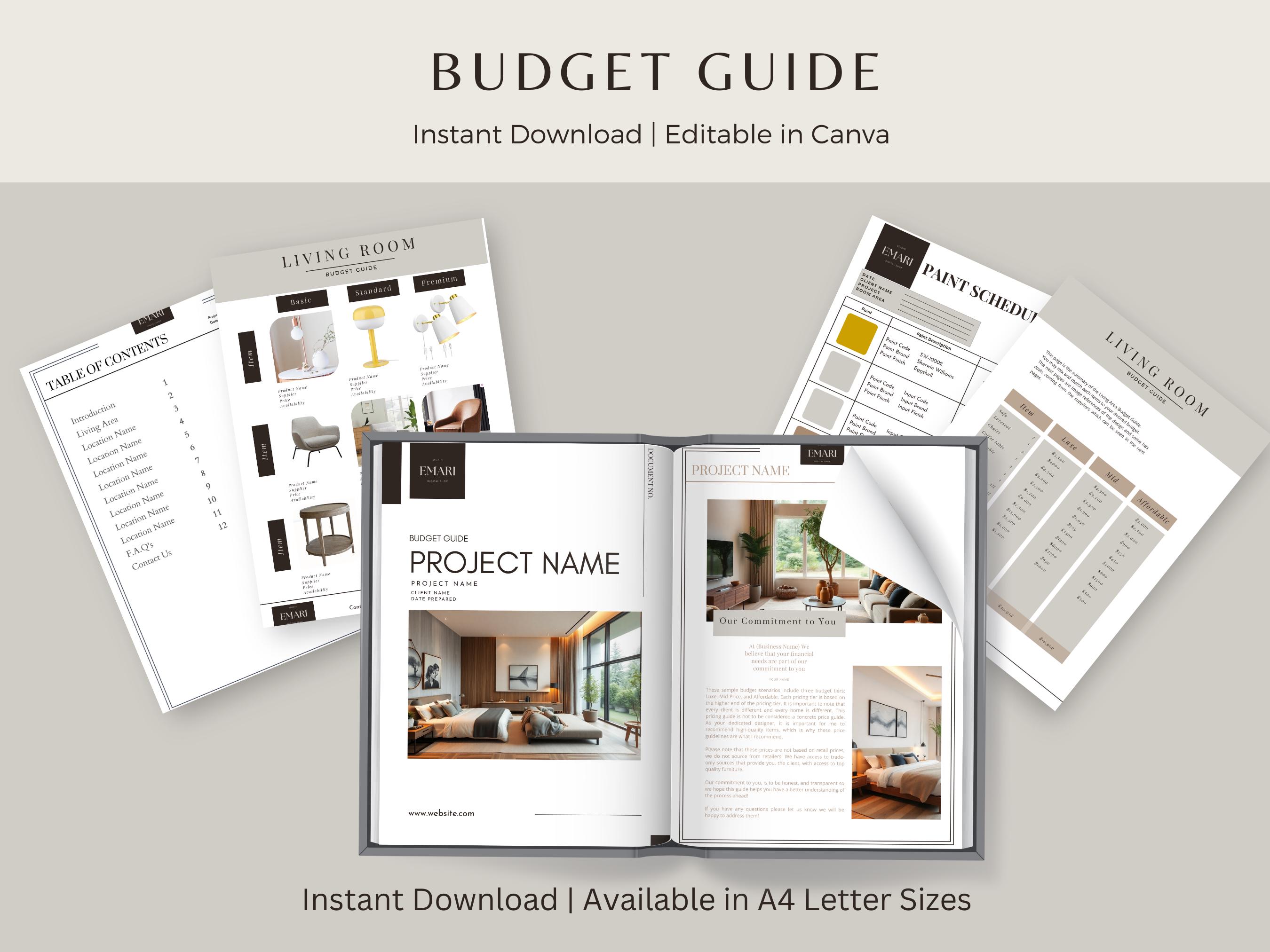 Interior Design Budget Sheet Template | Budget Spreadsheet for Interior ...