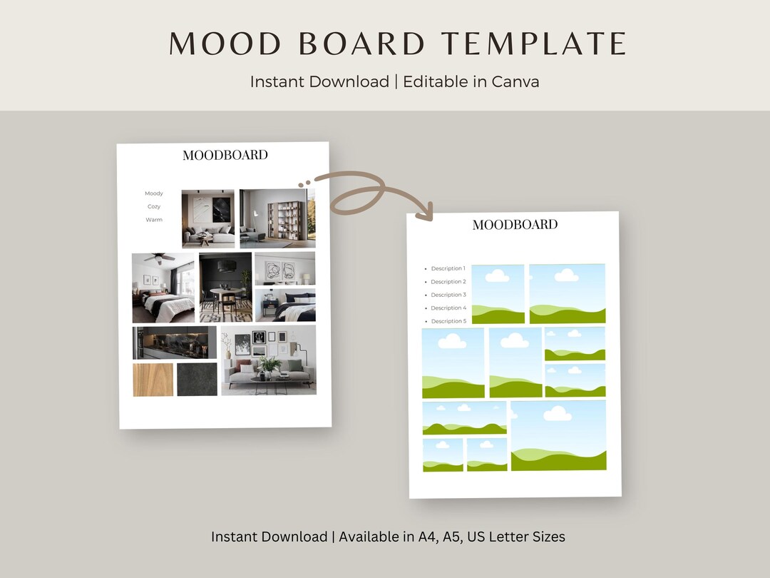 Professional Mood Board Template | Interior Design Presentation - Etsy