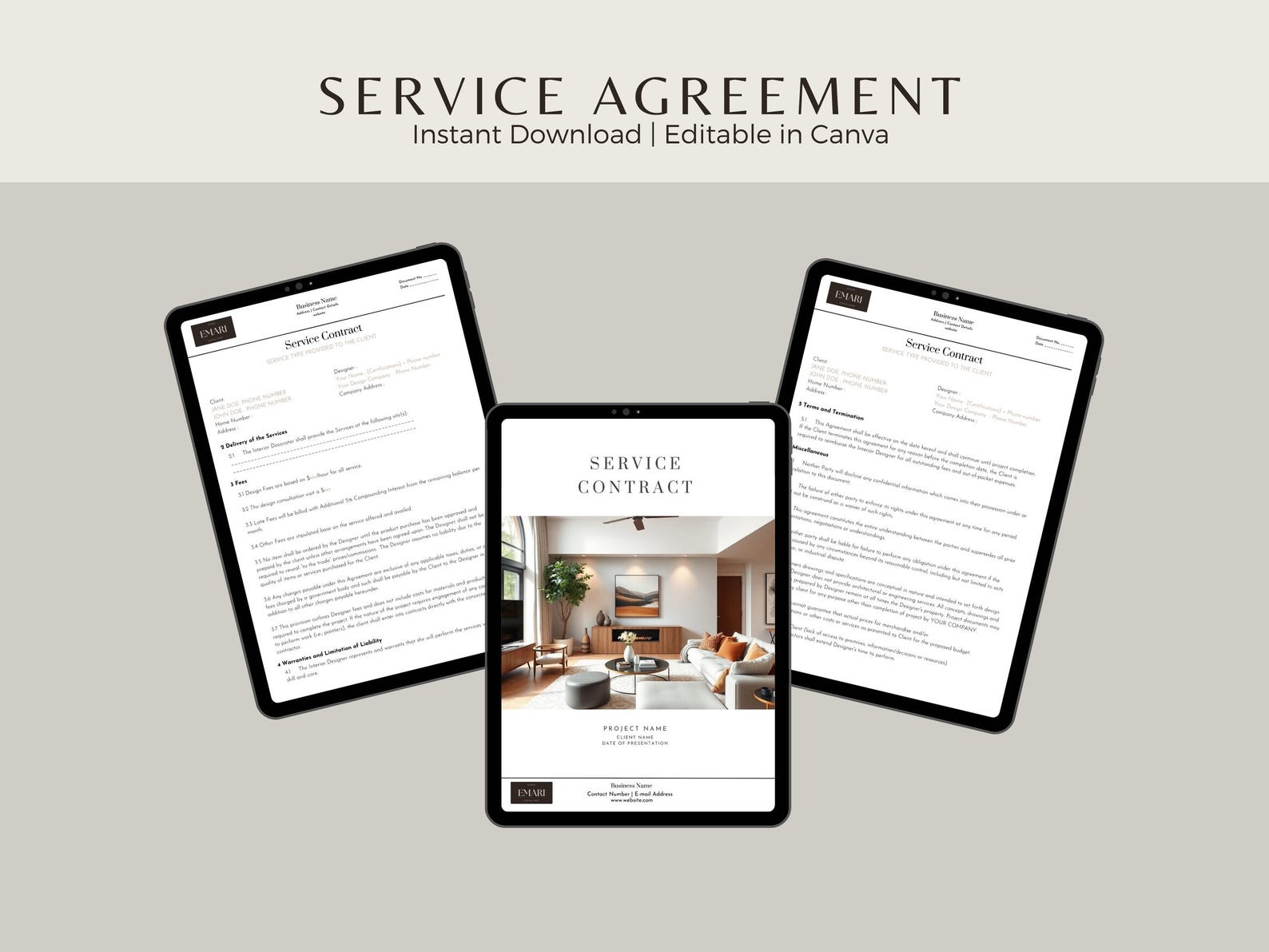 Interior Design Contract Template | Service Contract | Minimalist ...