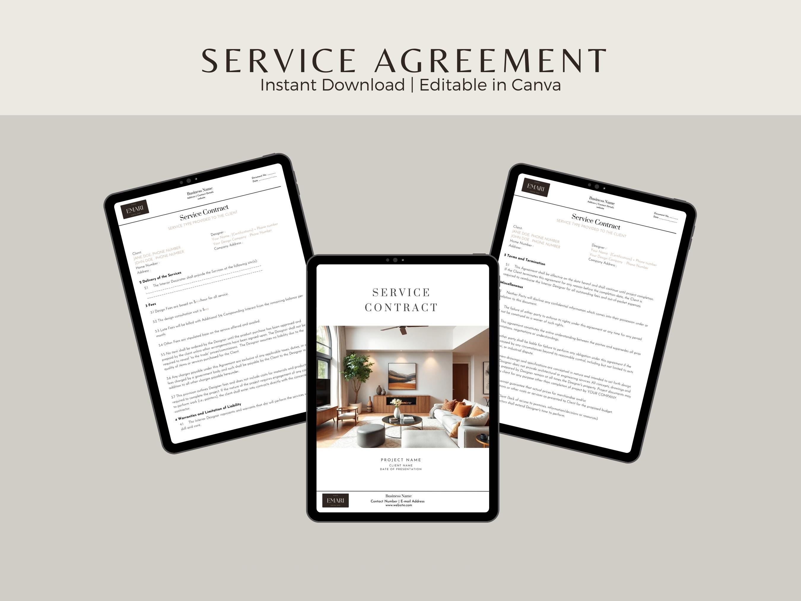 Interior Design Contract Template | Service Contract | Minimalist ...