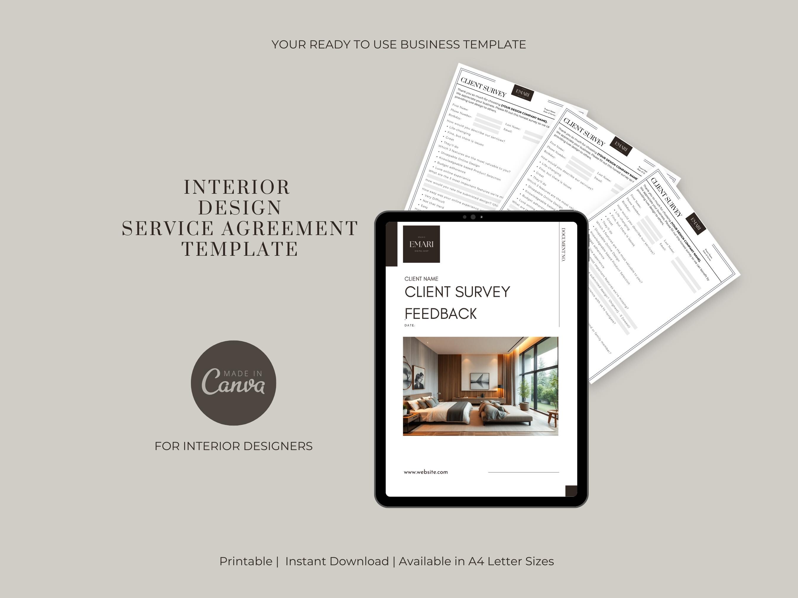 Interior Design Client Feedback Template | End of Project Satisfaction ...