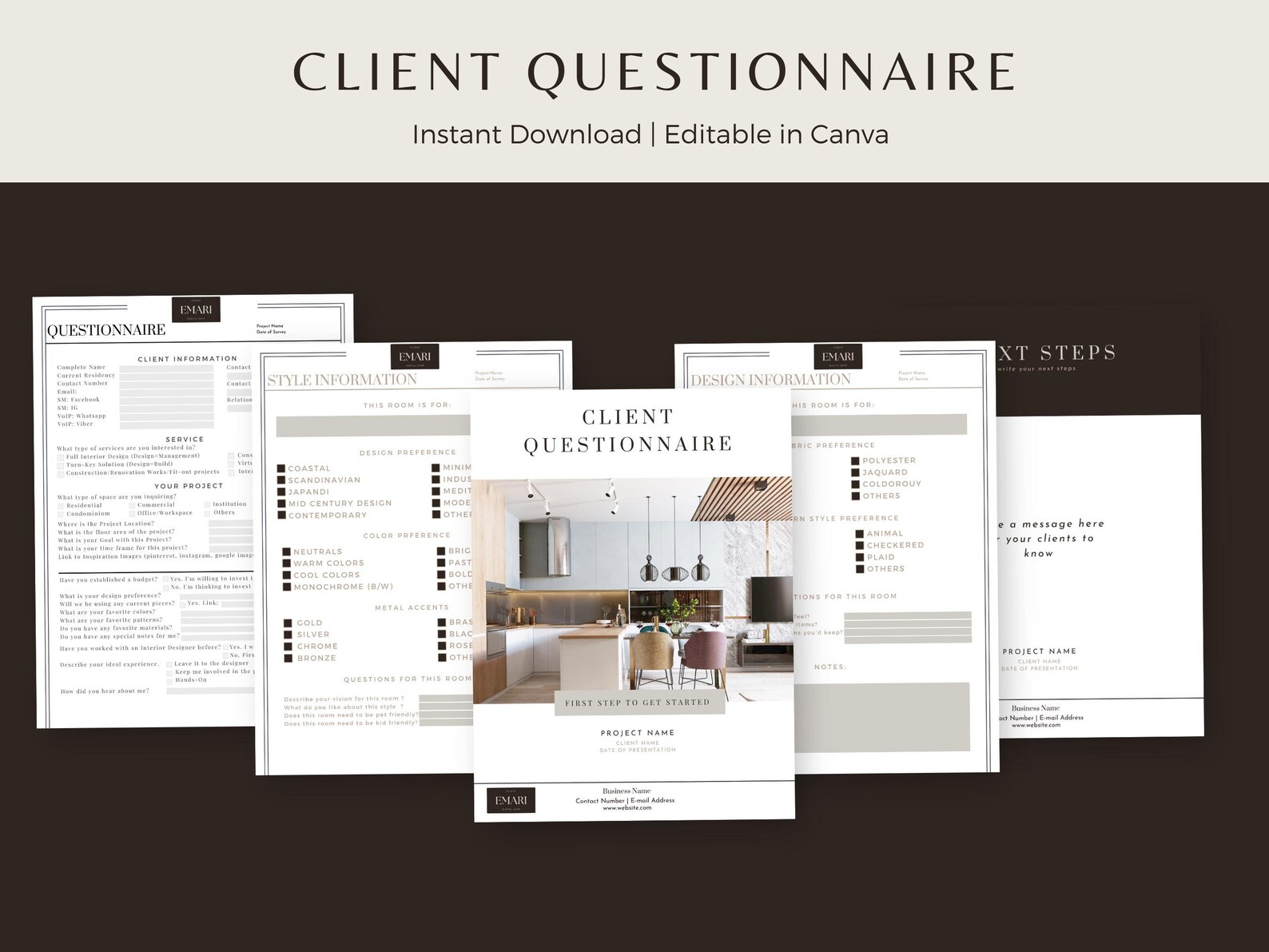 Onboarding Interior Design Client Style Questionnaire Architecture and ...