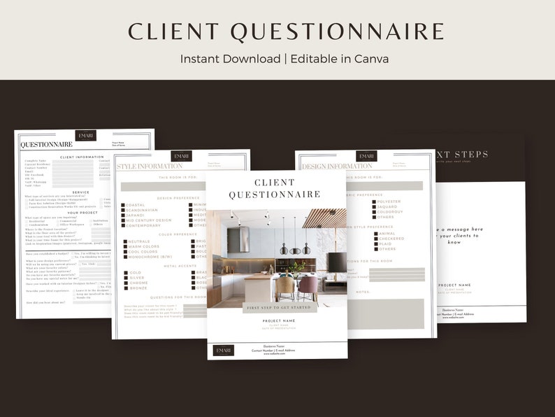 Onboarding Interior Design Client Style Questionnaire Architecture and ...