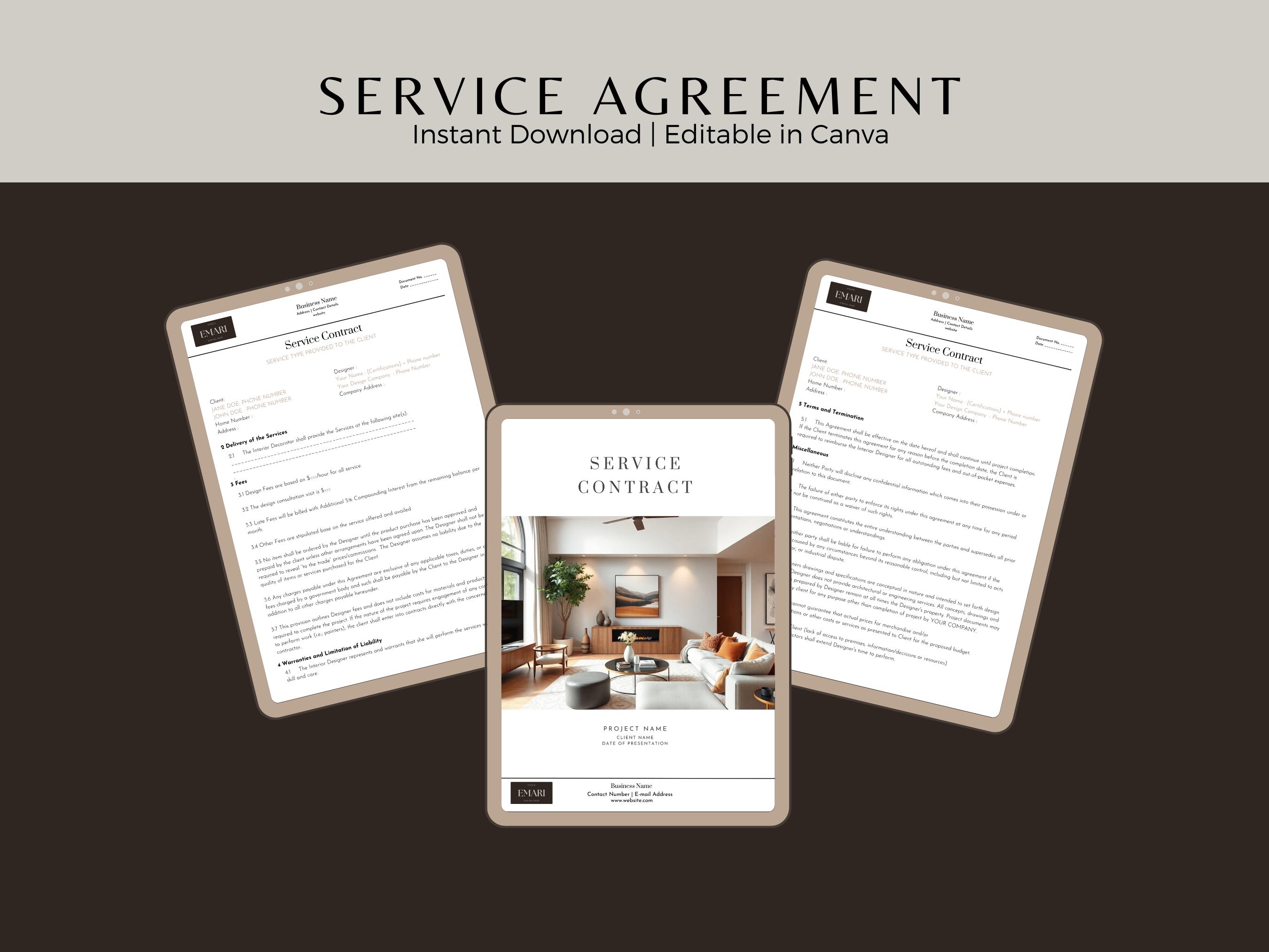 Interior Design Contract Template | Service Contract | Minimalist ...