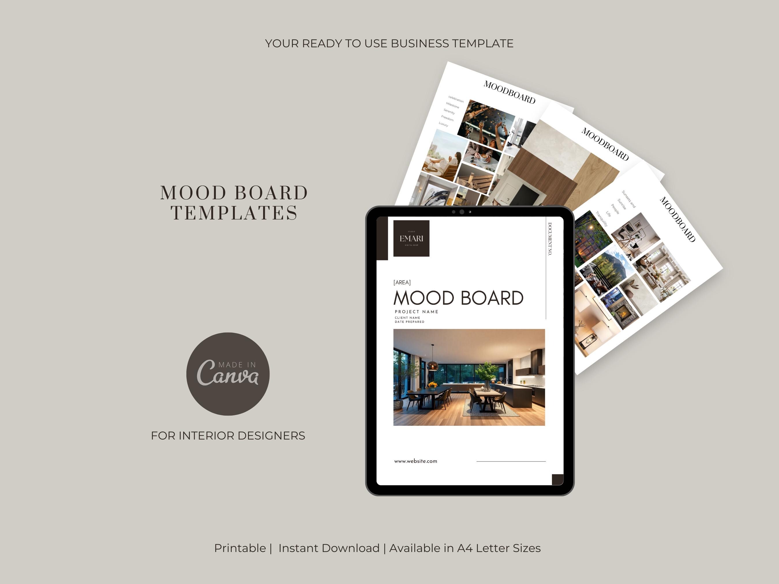 Professional Mood Board Template | Interior Design Presentation - Etsy