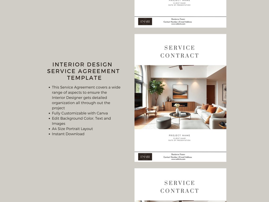 Interior Design Contract Template | Service Contract | Minimalist ...